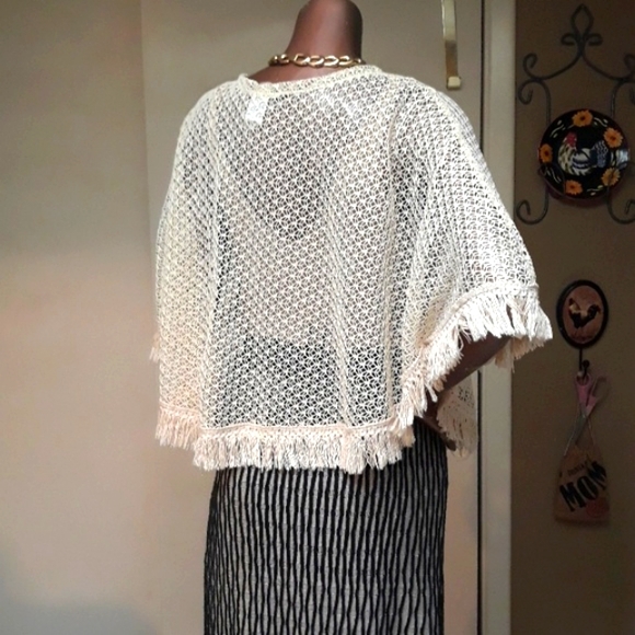 Pinky | Jackets & Coats | Pinky Boho Open Netting Wfringe Poncho | Poshmark